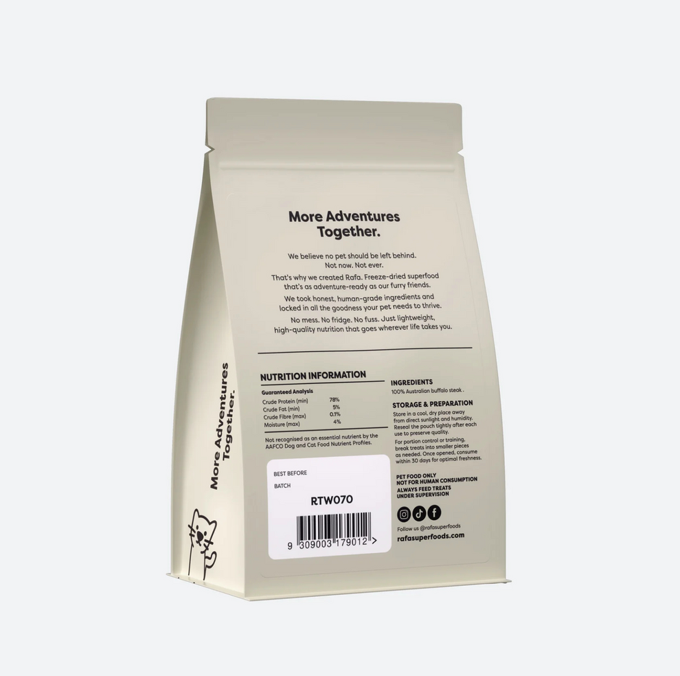 RAFA Raw Freeze-Dried Treats | Human-Grade Buffalo Steak – PawPawUp