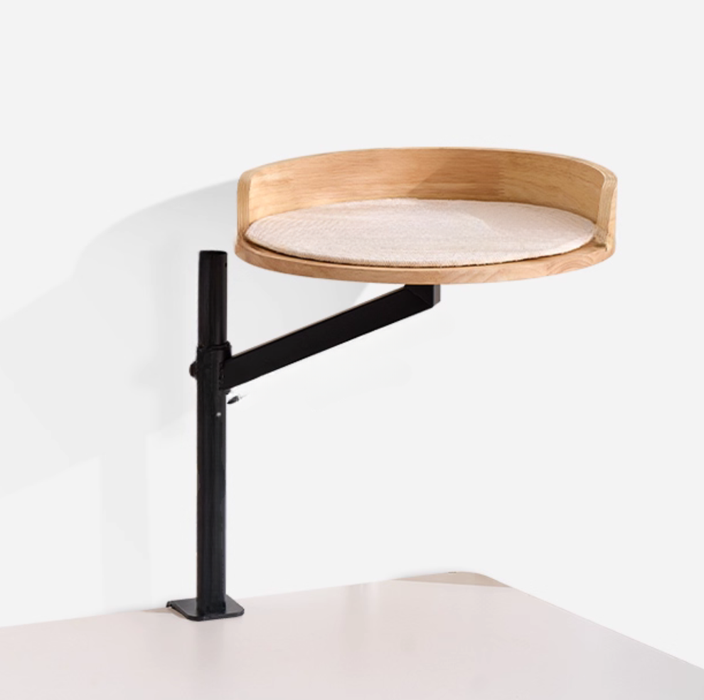 Desk-Mounted Oak Cat Bed – Space-Saving Elevated Perch for Cats up to ...